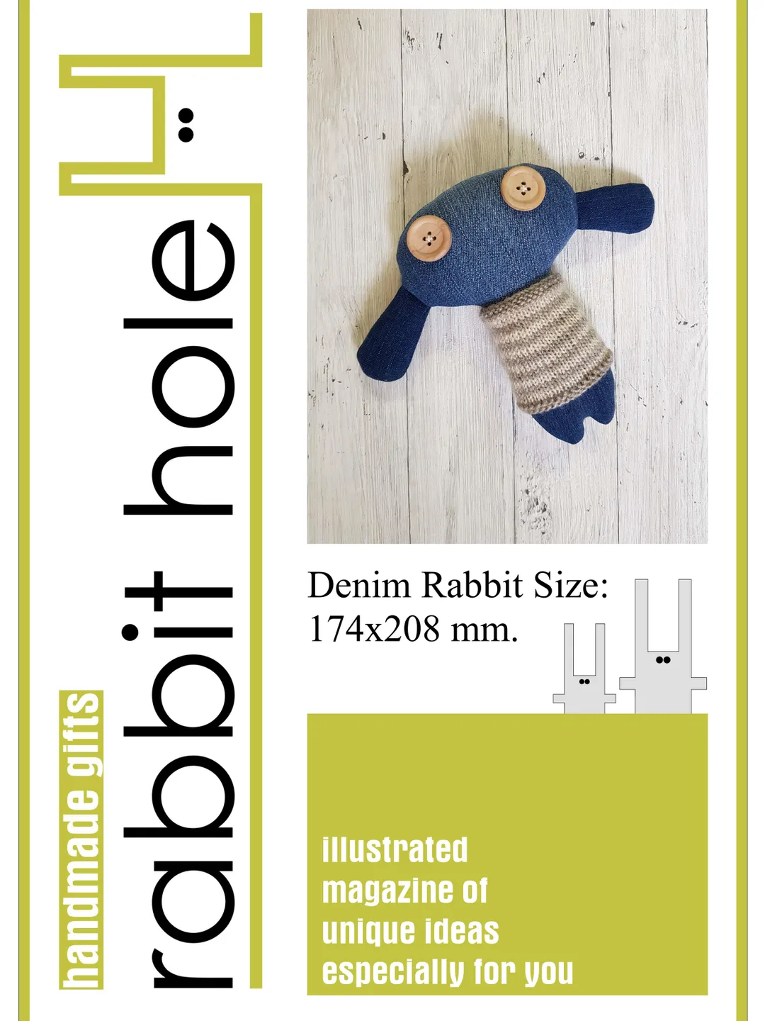 Cute denim Bunny pattern pdf for sewing and knitting, digital tutorial ...