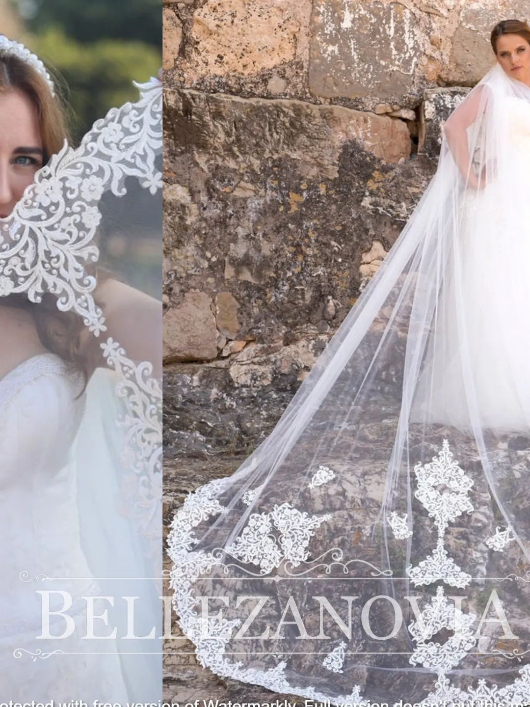 Cathedral lace wedding veil, Lace veil with beaded lace edge design in ...