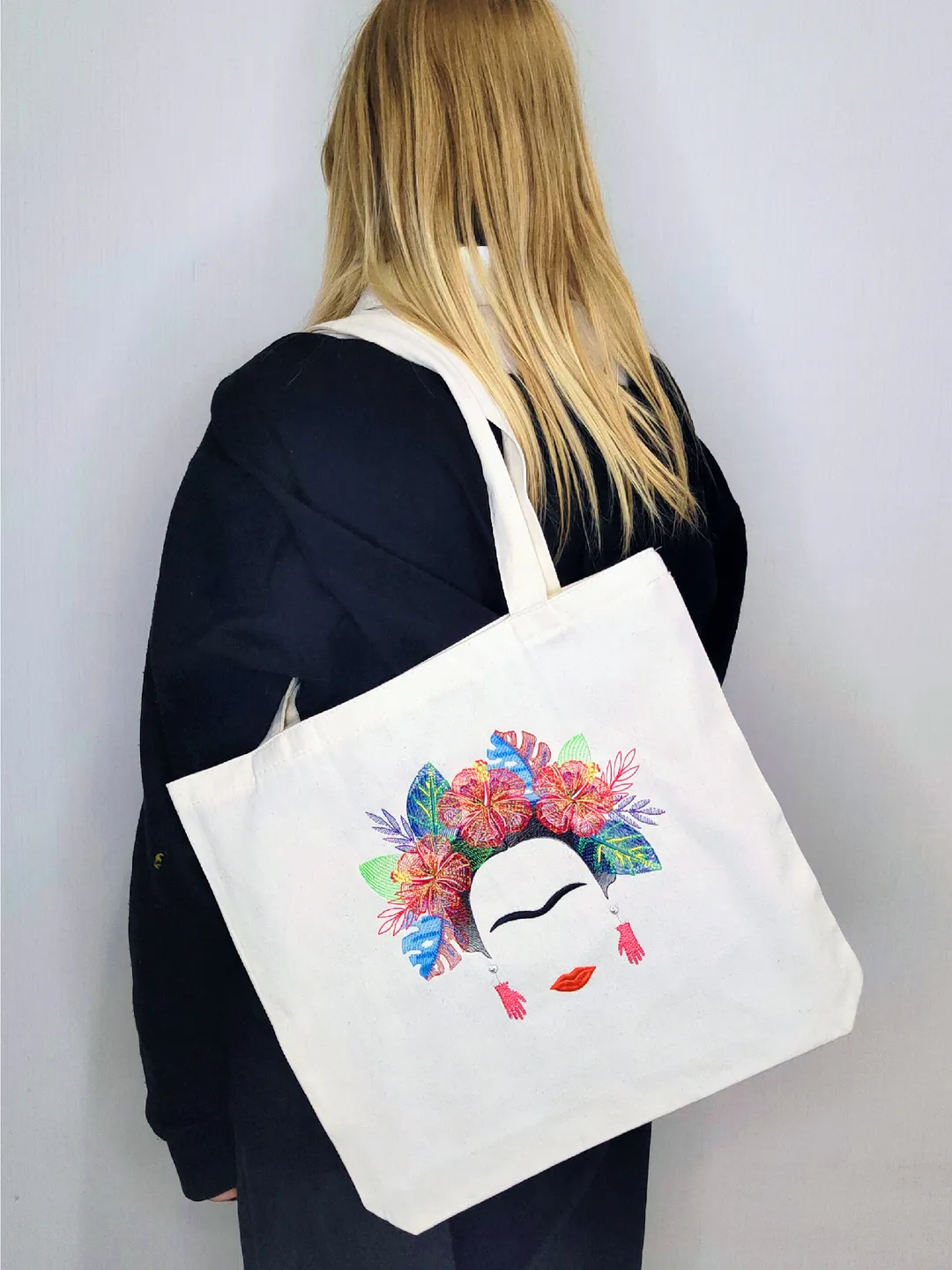 Machine embroidery design Frida Kahlo Tropics