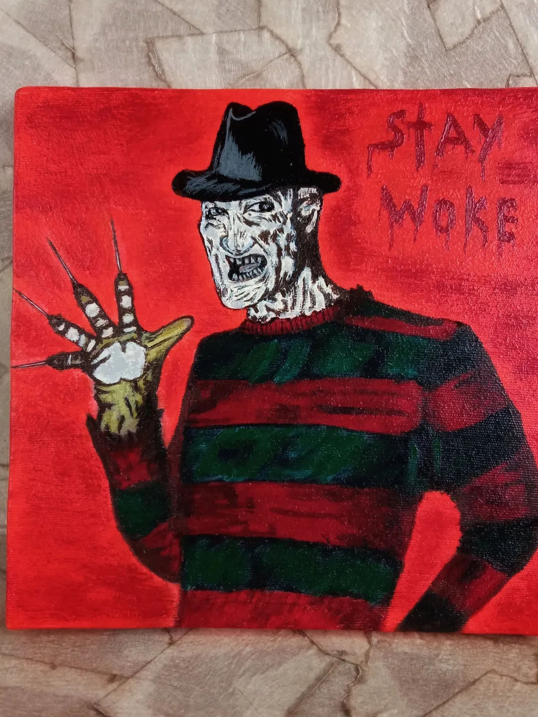 Freddie Cruger Acrilic Painting Horror movie Murderer mare Movie art ...