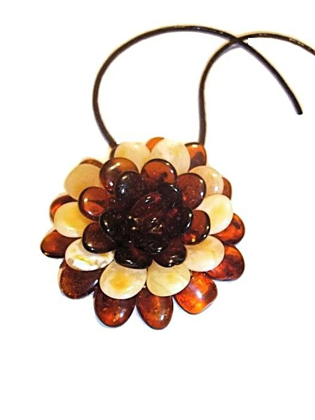 Natural Amber Flower Pendant Necklace Gemstone Jewelry Gift for Women ...