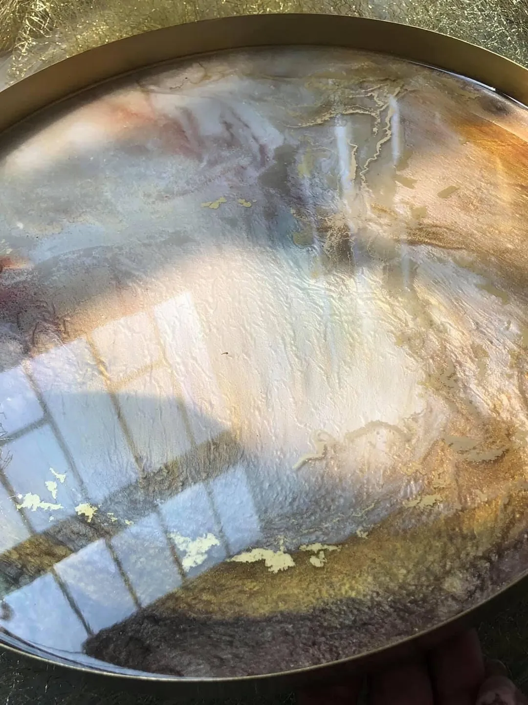 Epoxy Tray decorated, resin gold server, item kitchen, breakfast salver ...