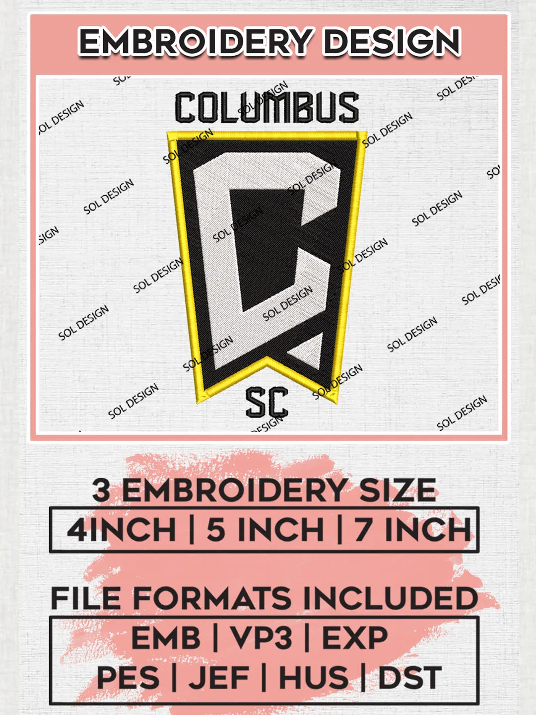 Columbus Crew Logo Embroidery Designs, MLS Embroidery files, Columbus ...