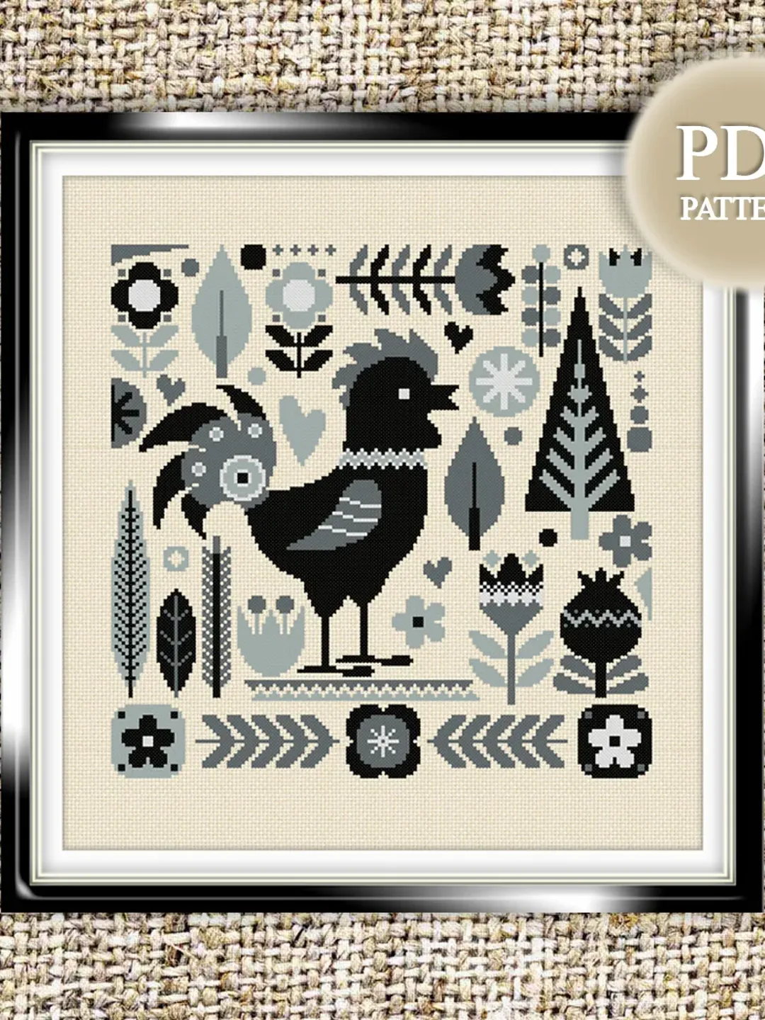Scandi cross stitch pattern Gothic cross stitch Folk cross stitch ...