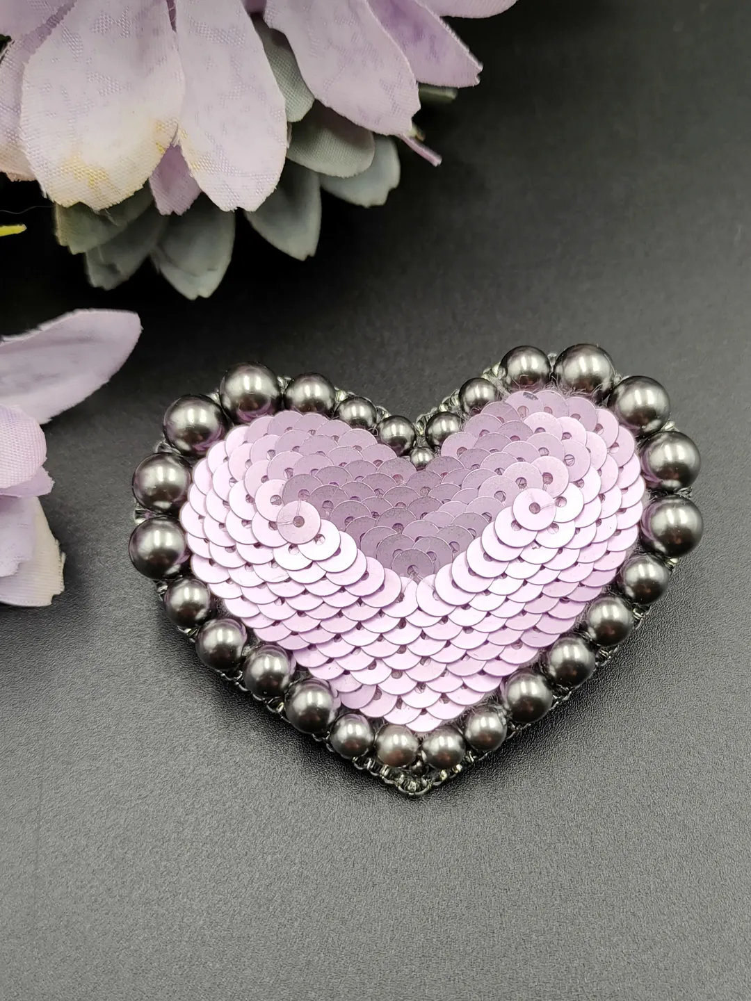 Purple heart brooch Heart shaped brooch Handmade pin heart Broach for woman
