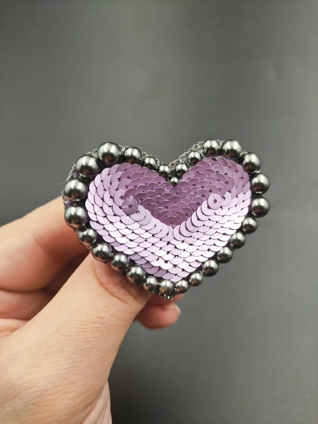 Purple heart brooch Heart shaped brooch Handmade pin heart Broach for woman