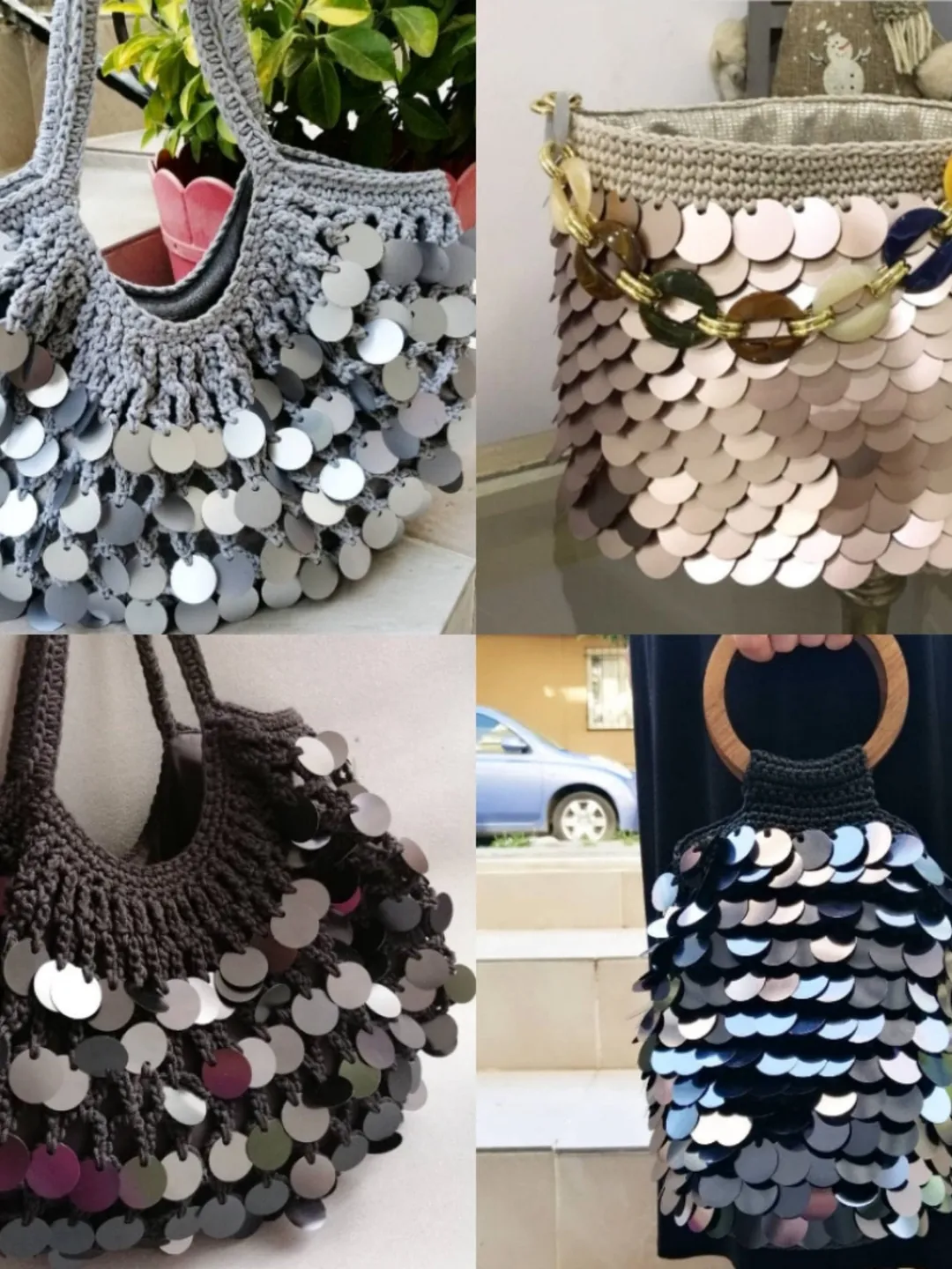 Sequins for knitting bags, with a wide opening, colorful 20 and 30 mm ...