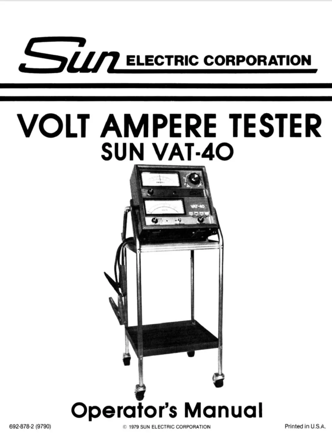 Sun Electric Vat 40 Operators Manual