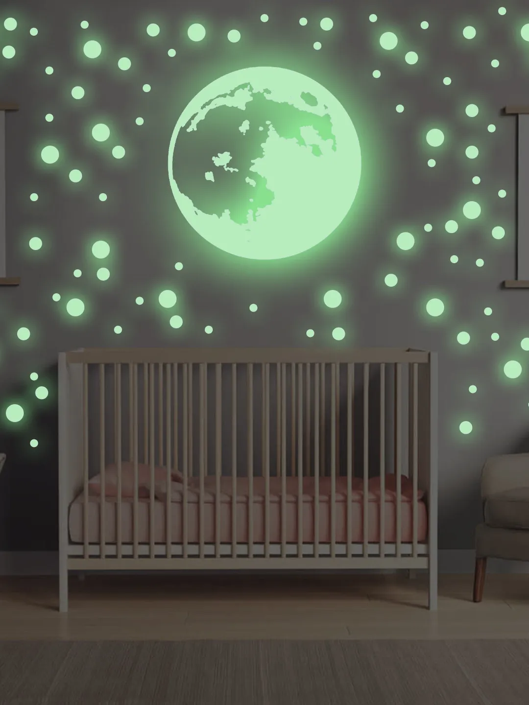 Glow In The Dark Moon Stars Wall Sticker - Glowing Ceiling Decal For ...
