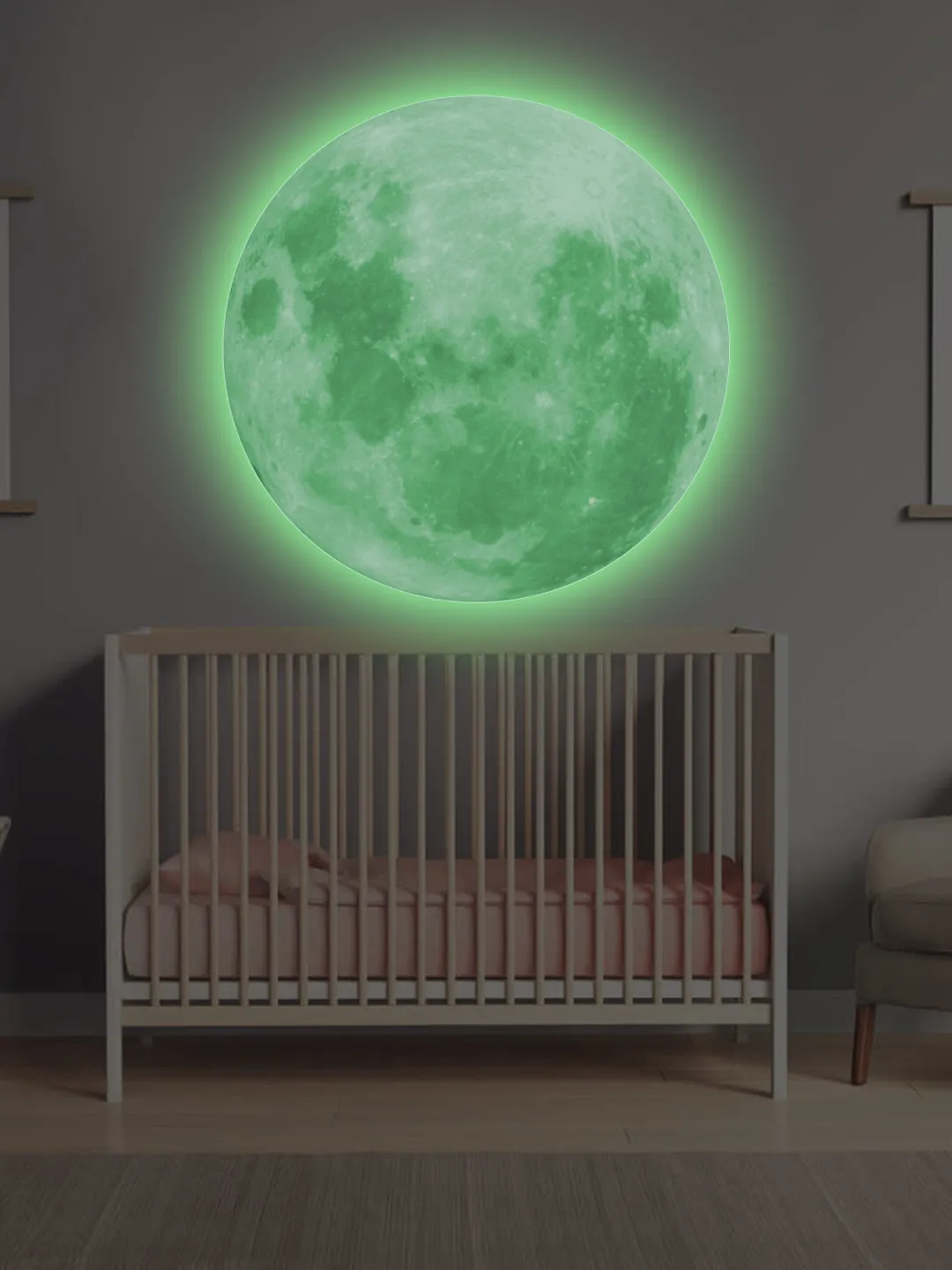 Glow In The Dark Moon Wall Sticker - Glowing Ceiling Decal For Kid Room ...