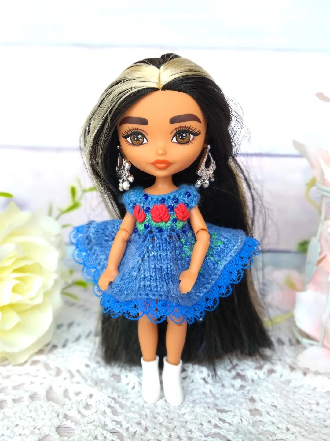 Barbie Extra Minis Dark Grey hand knitted Dress. Realistic miniature ...