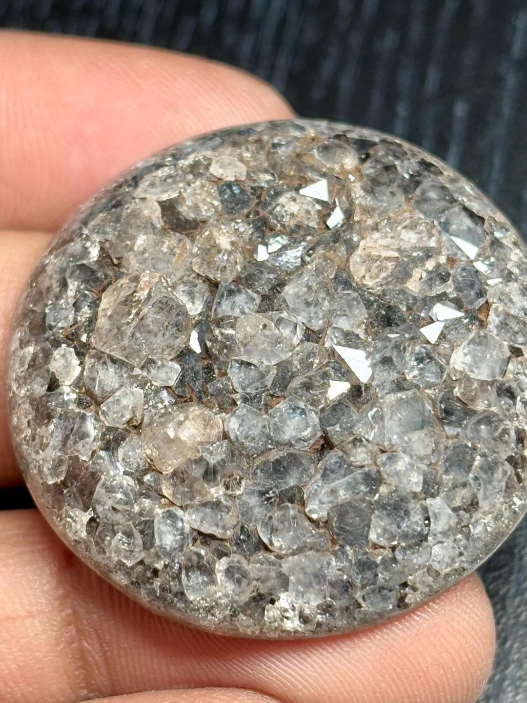 Oval Agate Druzy Window, Natural Gemstone (49x28x10mm, 107 Carat)