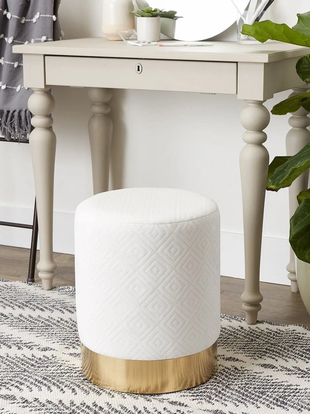 White Velvet Stool