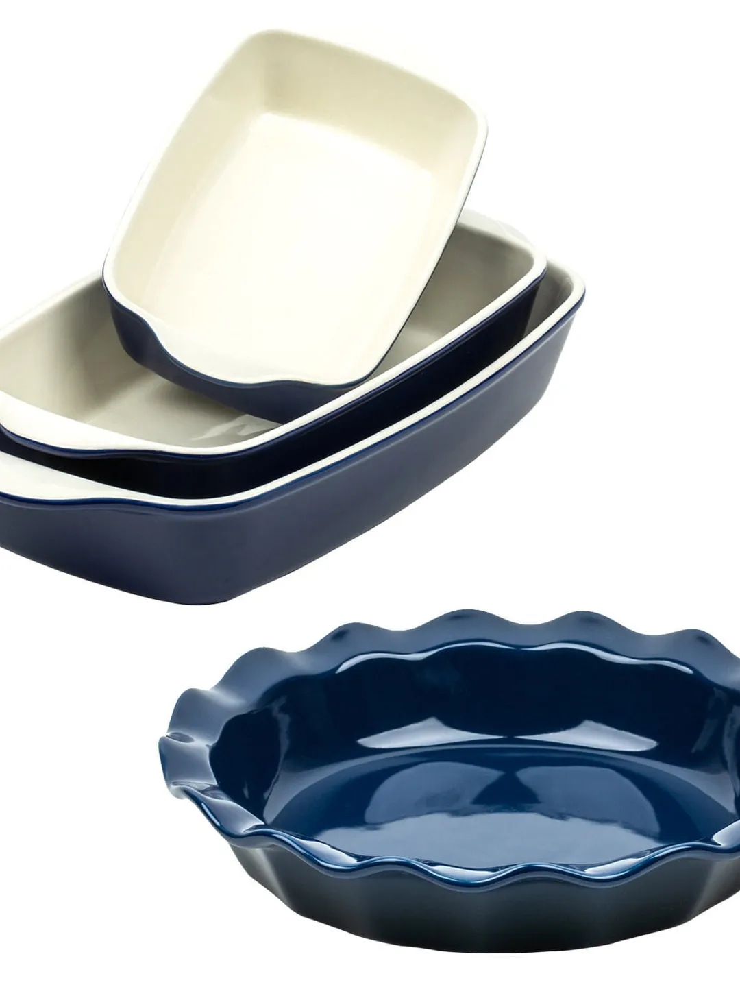 B-FODGE 4-Piece Ceramic Bakeware and Pie Dish Set - Non Stick ...