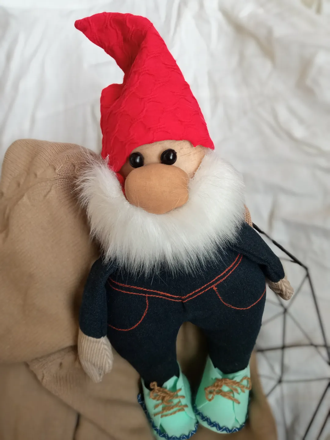 Cute denim gnome. Textile interior gnome. Christmas decor Fireplace ...