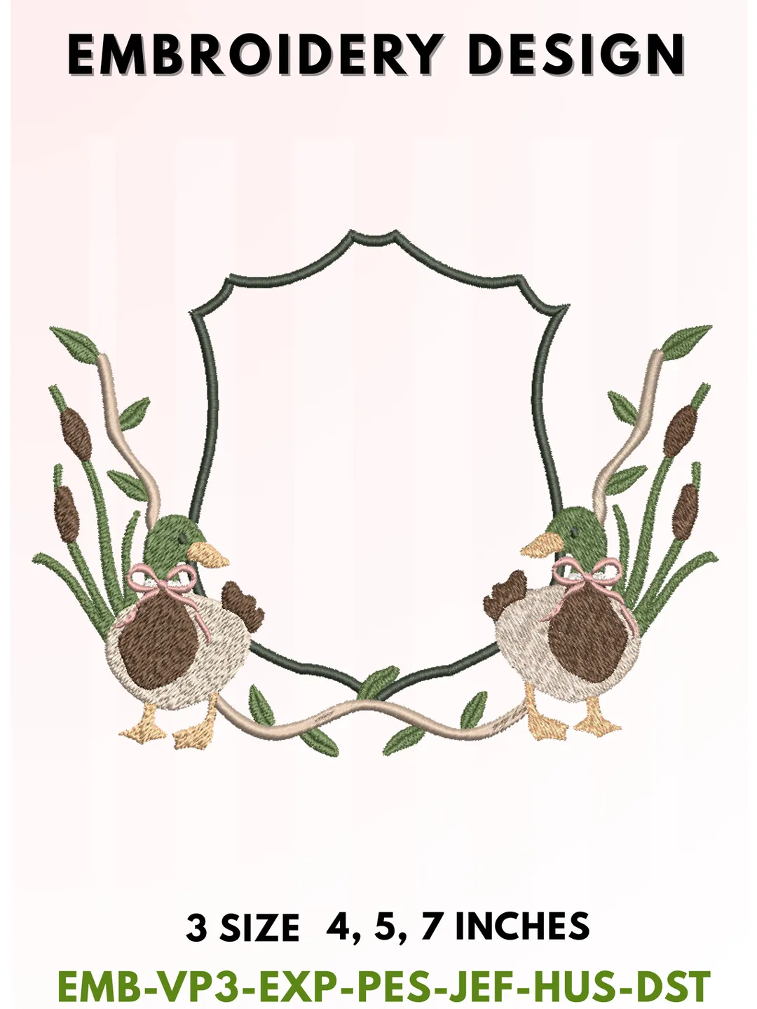 Baroque monogram frame embroidery design