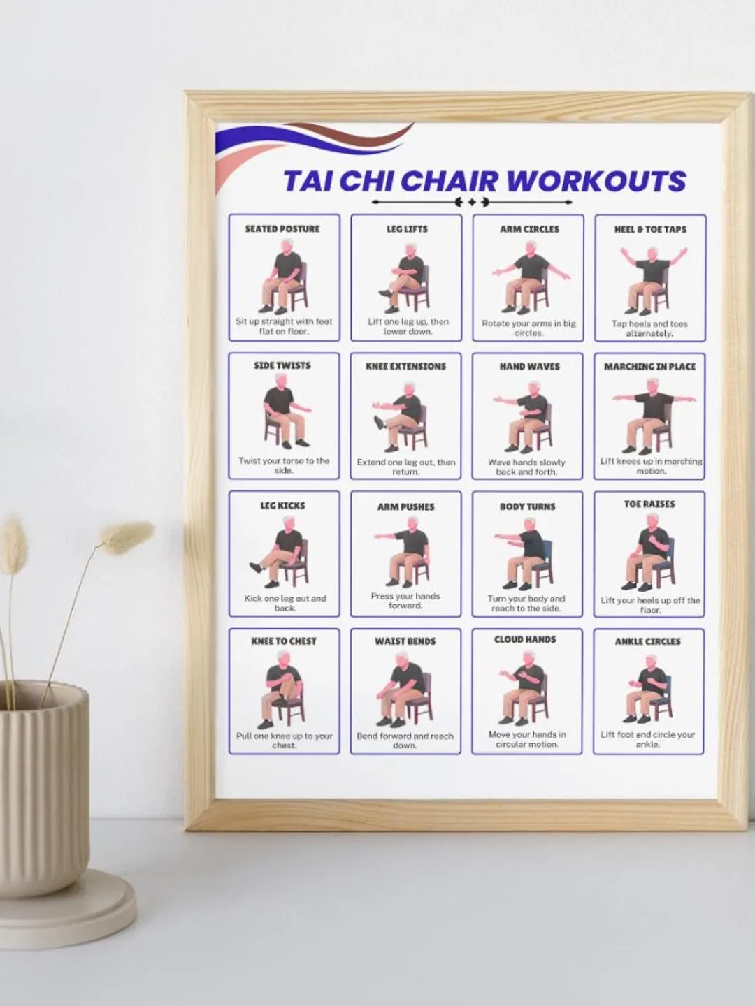 Tai Chi Chair Workouts Printable, Workout Plan PDF, Digital Download ...