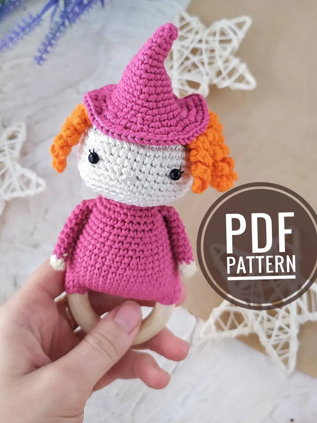 Witch stuff Witch doll Pattern Rattle Crochet witch for baby Crochet ...