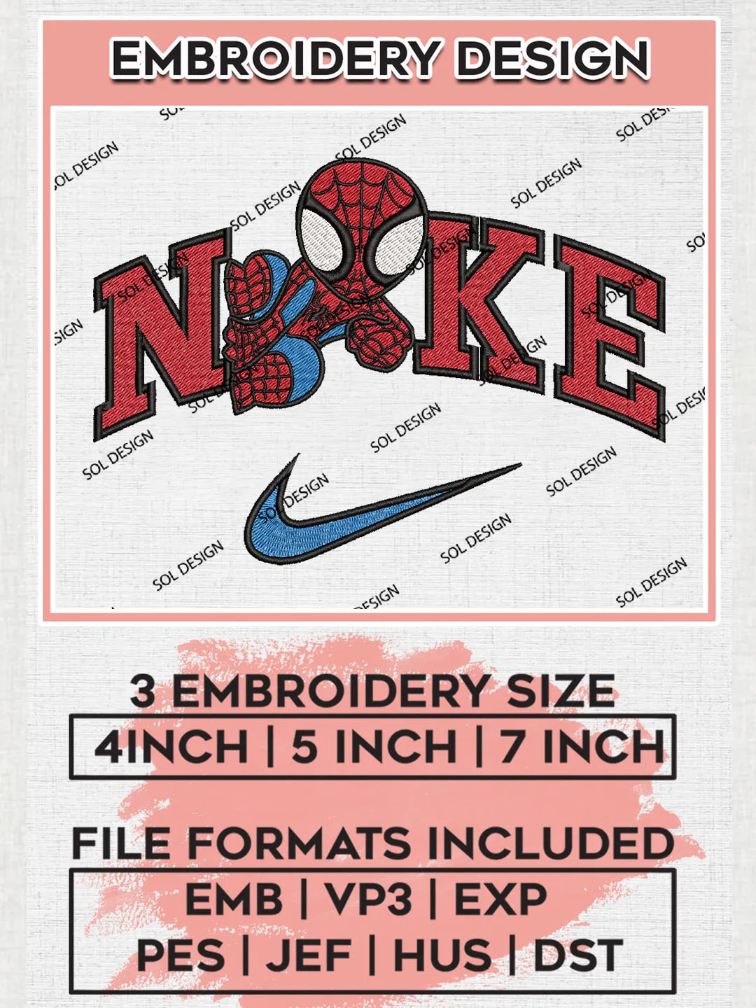 Ni.kee Spiderman Swoosh Embroidery Designs, Spiderman Embroidery Files ...