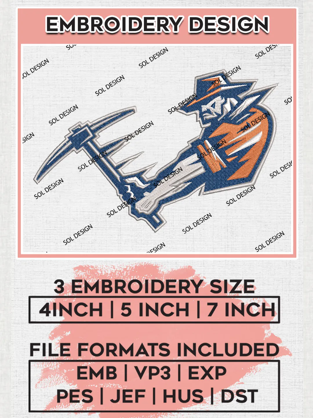 UTEP Miners Football Team Mascot Logo Embroidery Design Files, NCAA ...