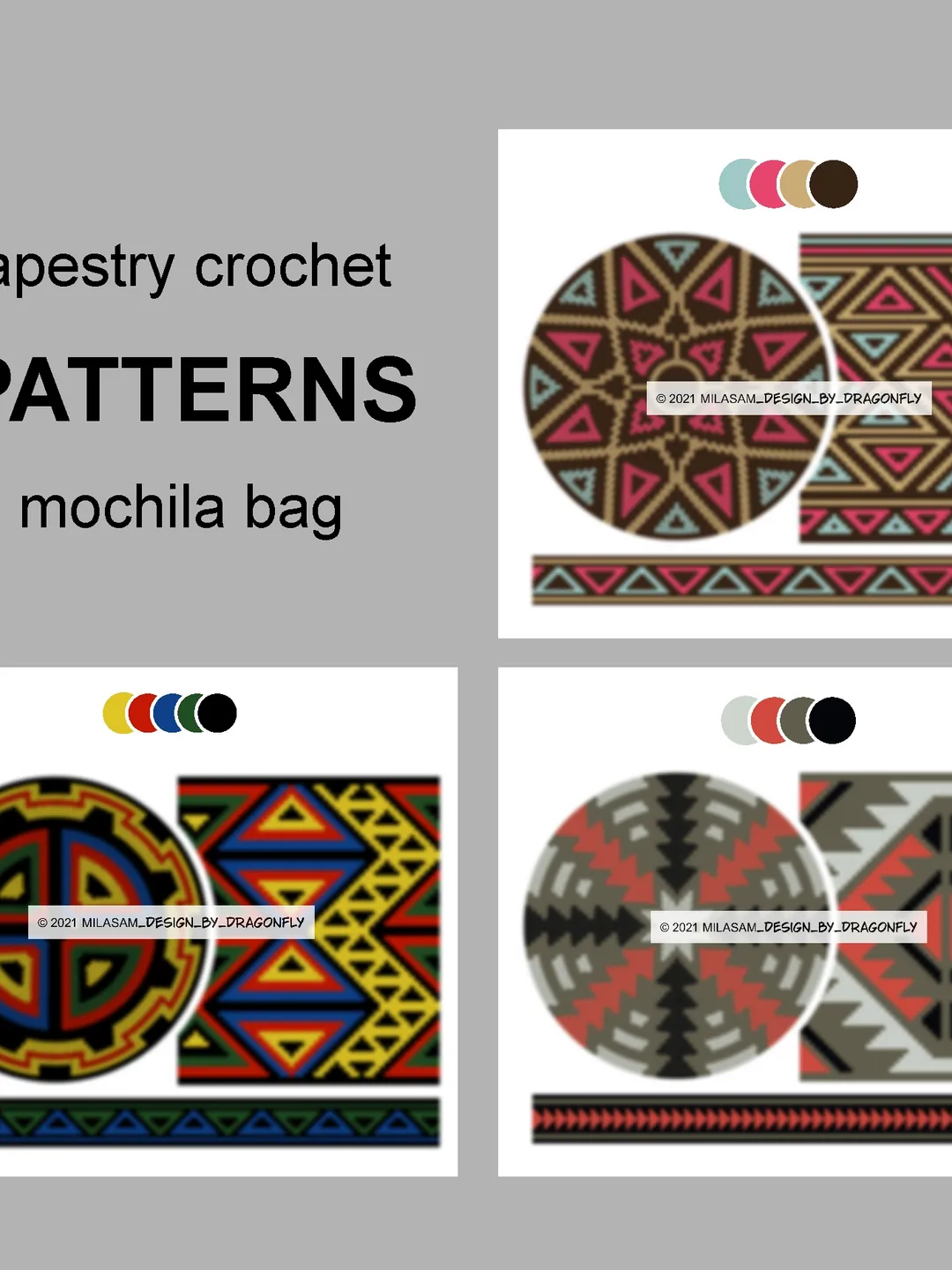 Tapestry Crochet Patterns - Wayuu mochila bag patterns / Set ...