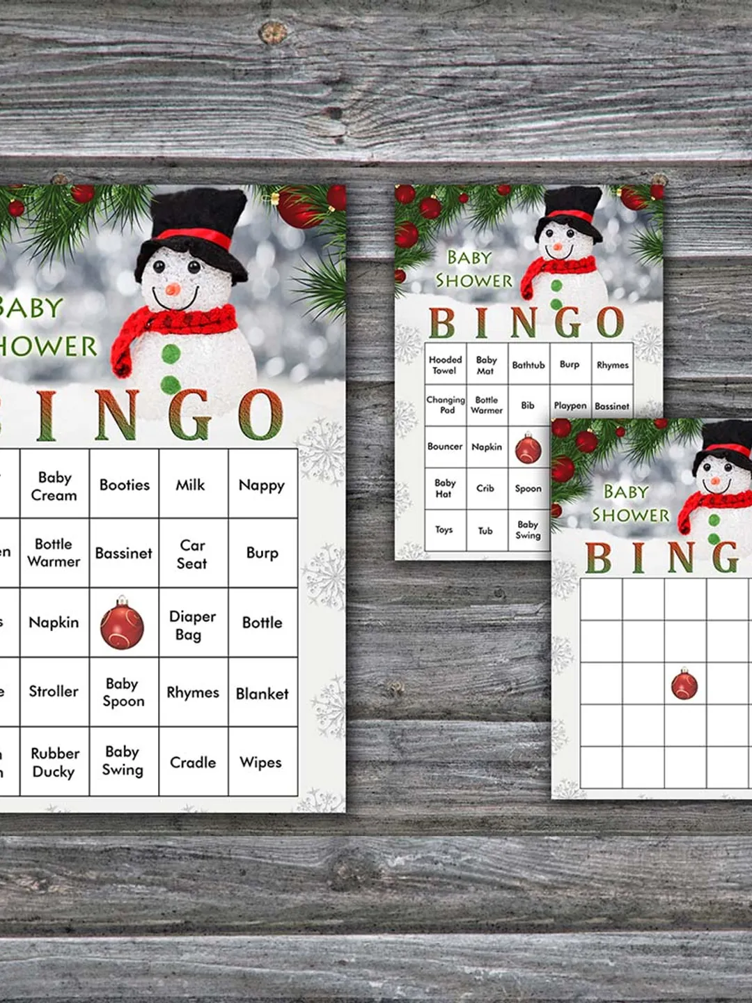 60 Snowman Baby Shower Bingo Cards,Christmas Baby Shower Bingo Games ...