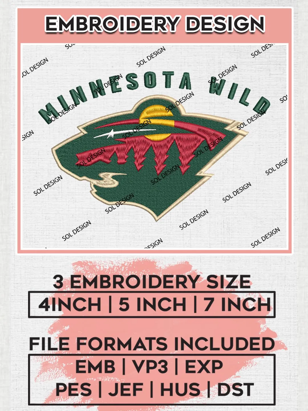 Minnesota Wild Embroidery Designs, NHL Minnesota Wild Logo Embroidery ...