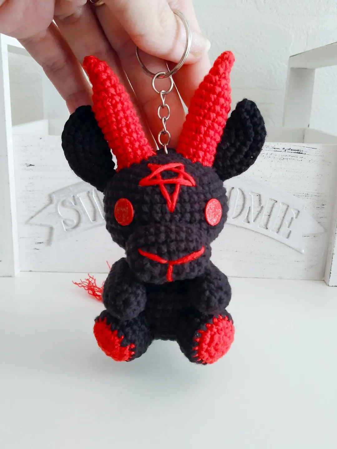 Baphomet keychain, creepy keychain, horror doll, occult gift, baphomet ...