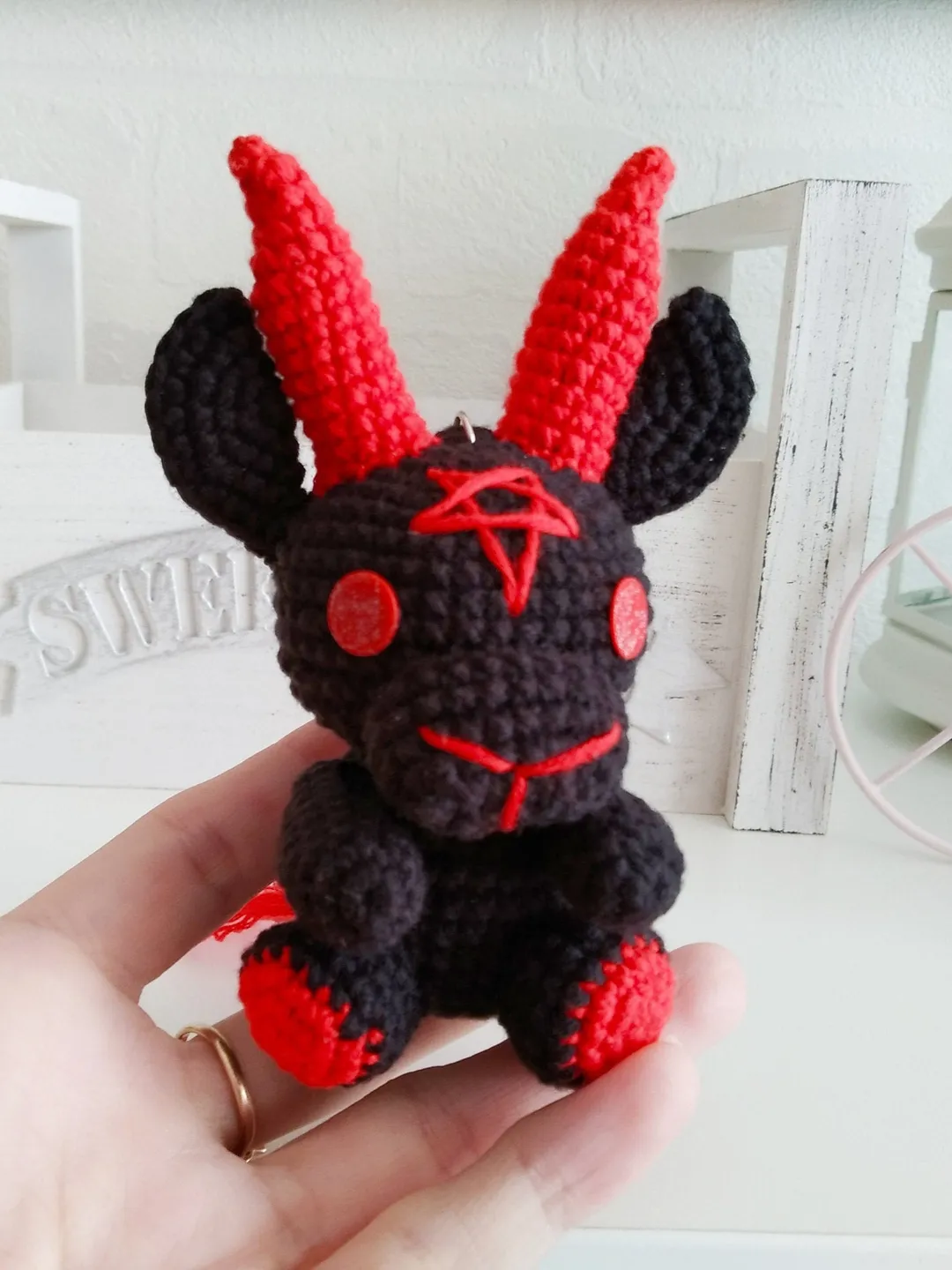 Baphomet keychain, creepy keychain, horror doll, occult gift, baphomet ...