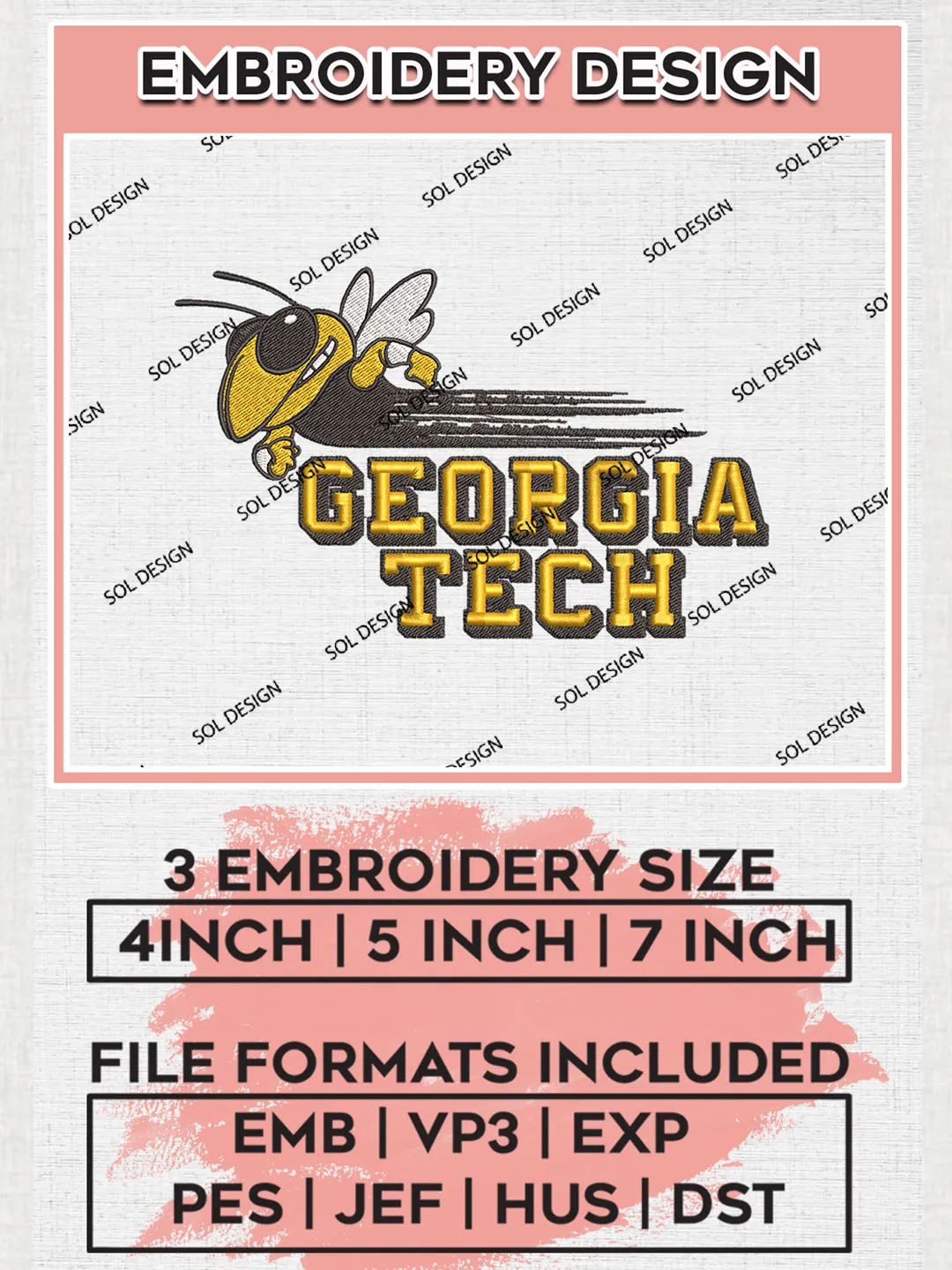 NCAA Georgia Tech Team Mascot Logo embroidery designs, NCAA Georgia ...