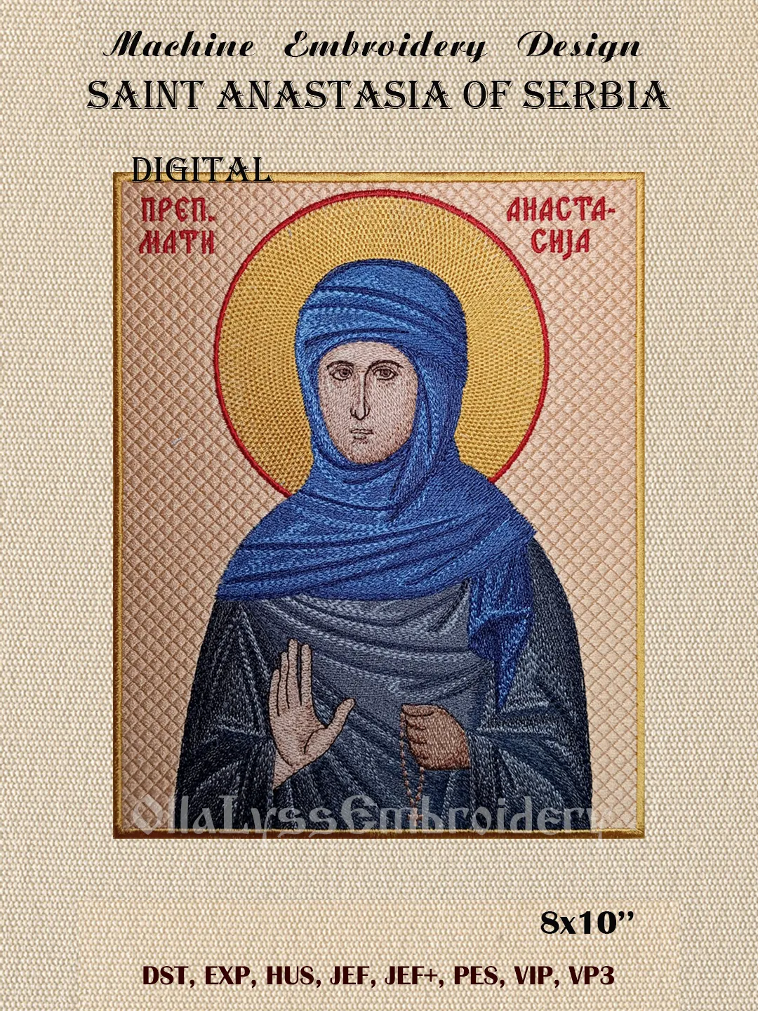 Saint Anastasia of Serbia embroidery design