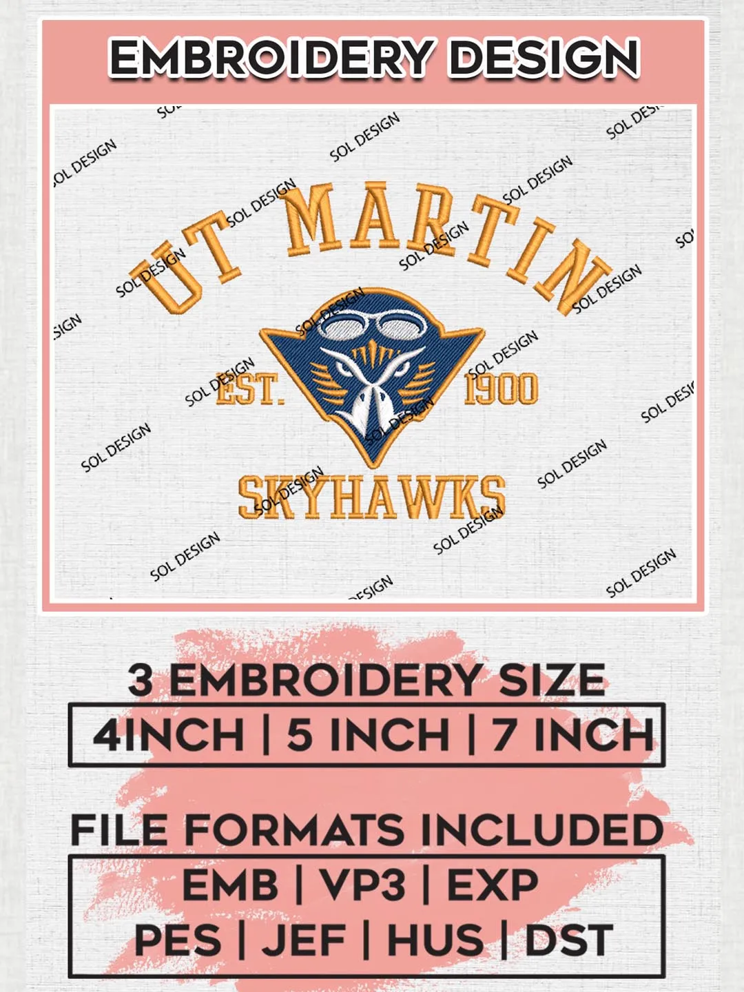 UT Martin Skyhawks Est 1900 Embroidery Designs, NCAA UT Martin Skyhawks ...