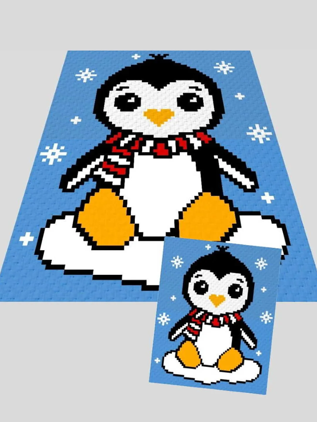 Crochet C2C Little Penguin graphgan blanket pattern