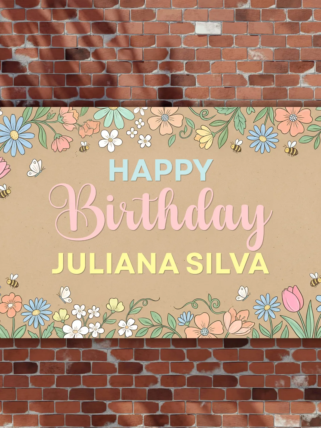 Editable Floral Birthday Backdrop Banner, Wildflower Birthday Party ...