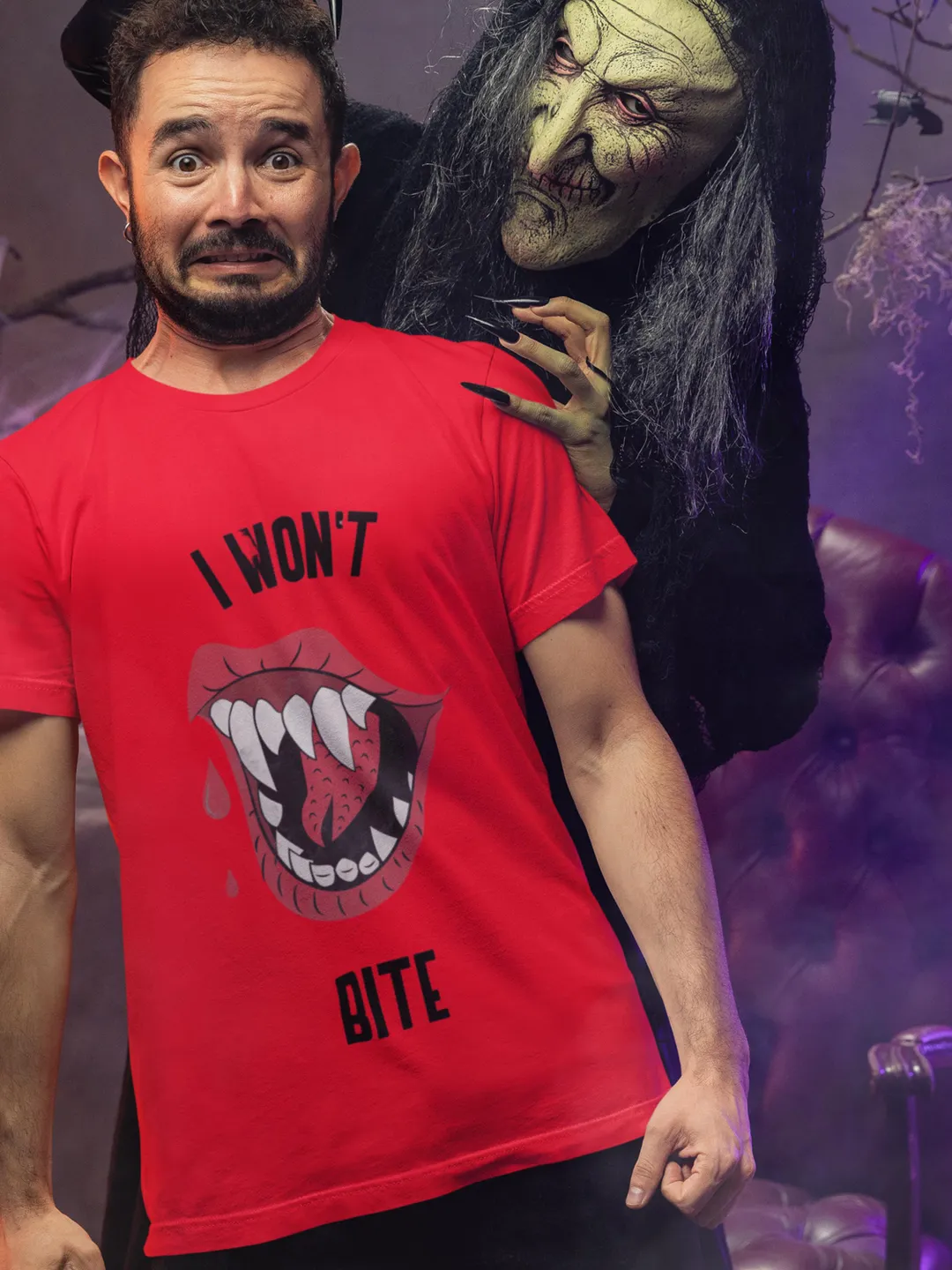 Funny Halloween T-Shirt – Big Teeth Mouth Graphic, Spooky Unisex Tee
