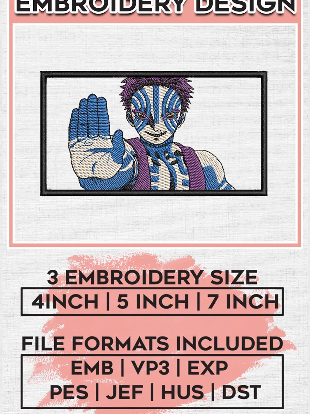 Akaza Embroidery Designs, Anime Character Embroidery Files, Demon ...