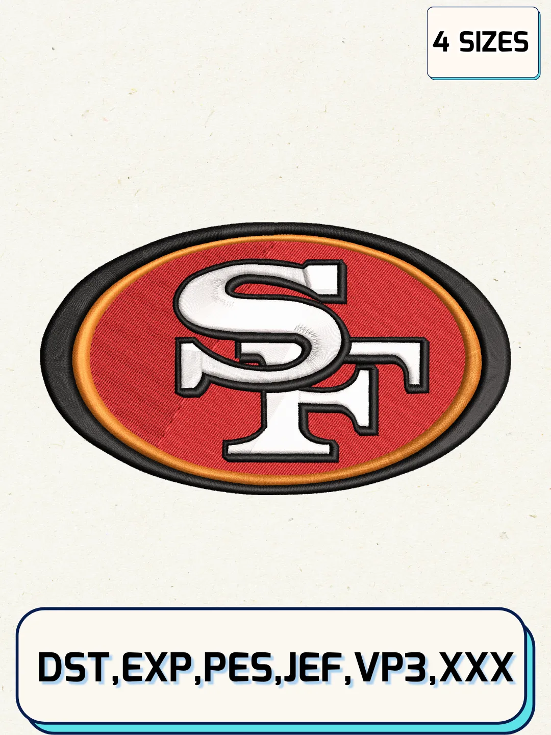 San Francisco 49ers Embroidery Design Files, NFL Logos Embroidery ...