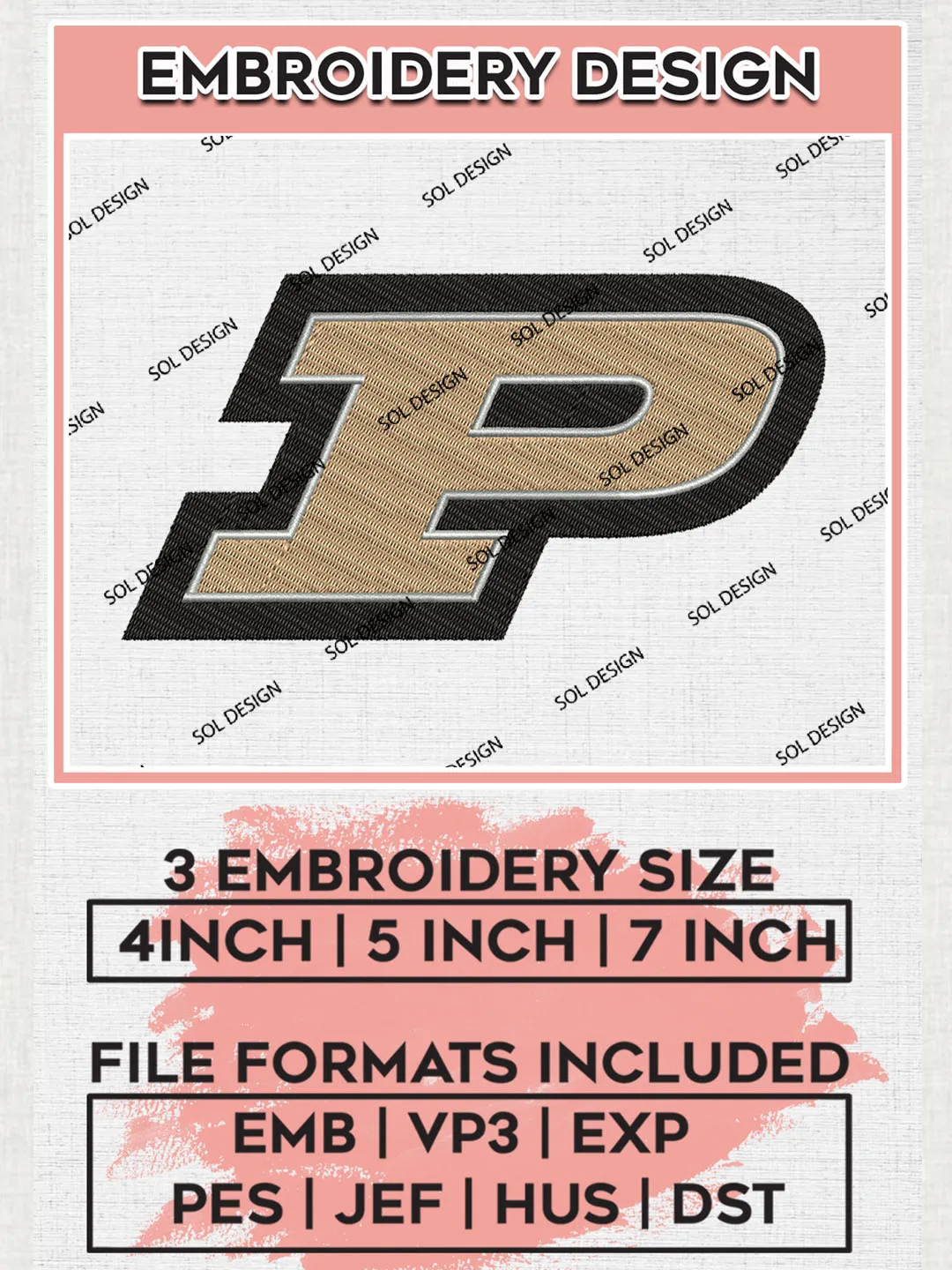 Purdue Boilermakers Logo Machine Embroidery Design, NCAA Purdue ...
