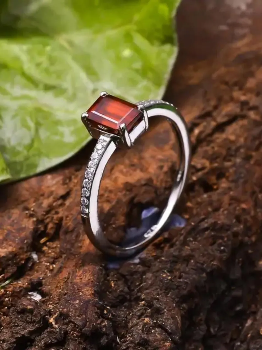 Natural Hessonite Garnet Ring - Handmade Gomed Rectangle Gemstone Ring ...