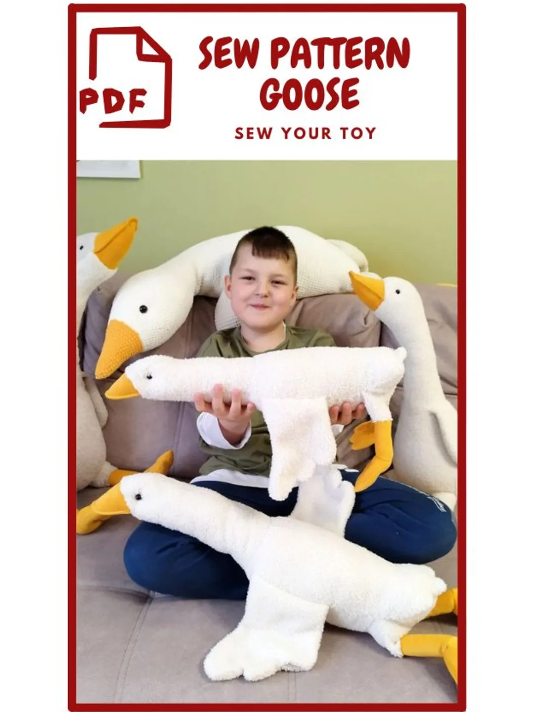 2 Patterns of geese PDF/ Create 2 sizes of Cuddle Geese/ Stuffed toys ...