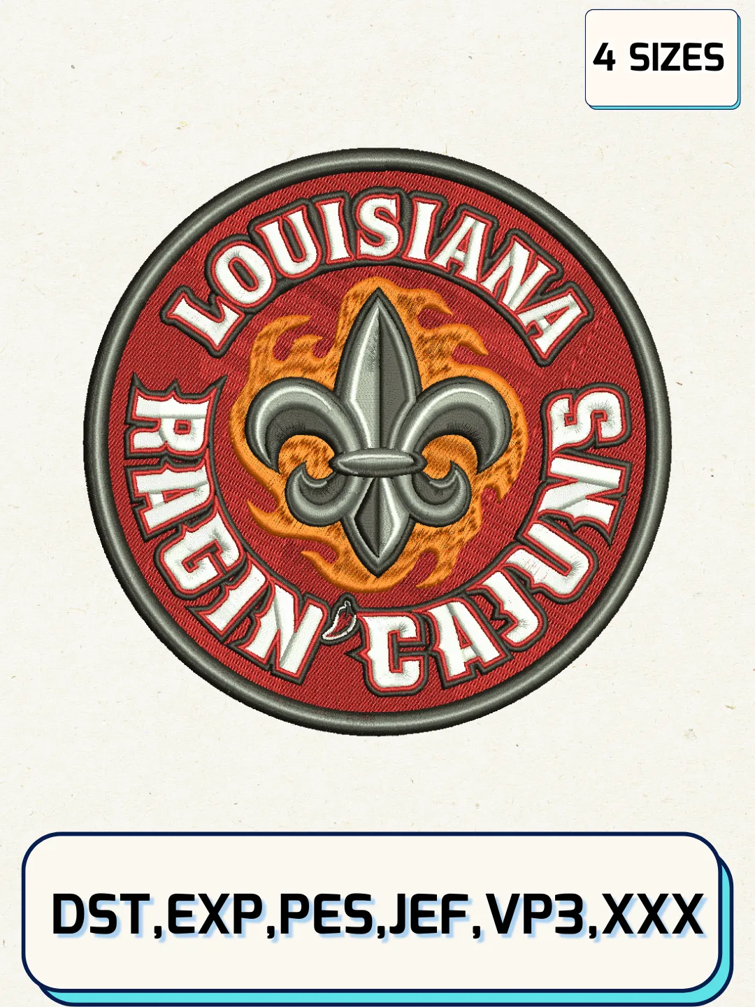 Louisiana Ragin Cajuns Logos Embroidery Design Files, NCAA Logos ...