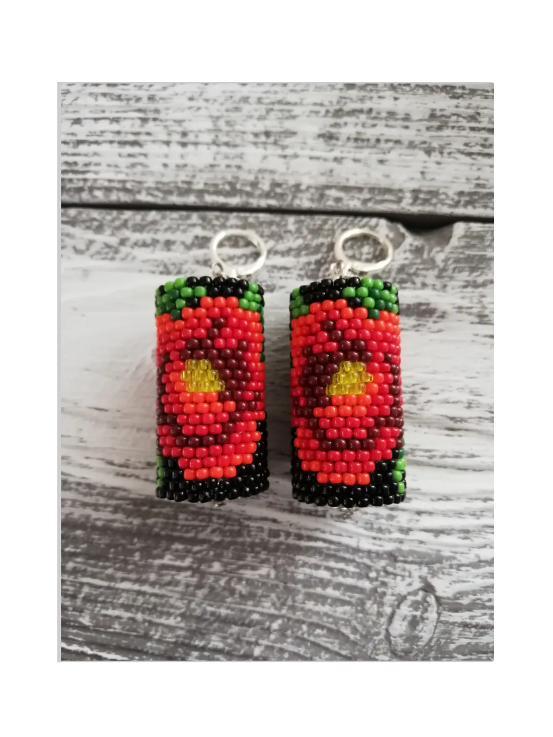 Long Native American Style Beaded Earrings , Handmade Earrings Woman