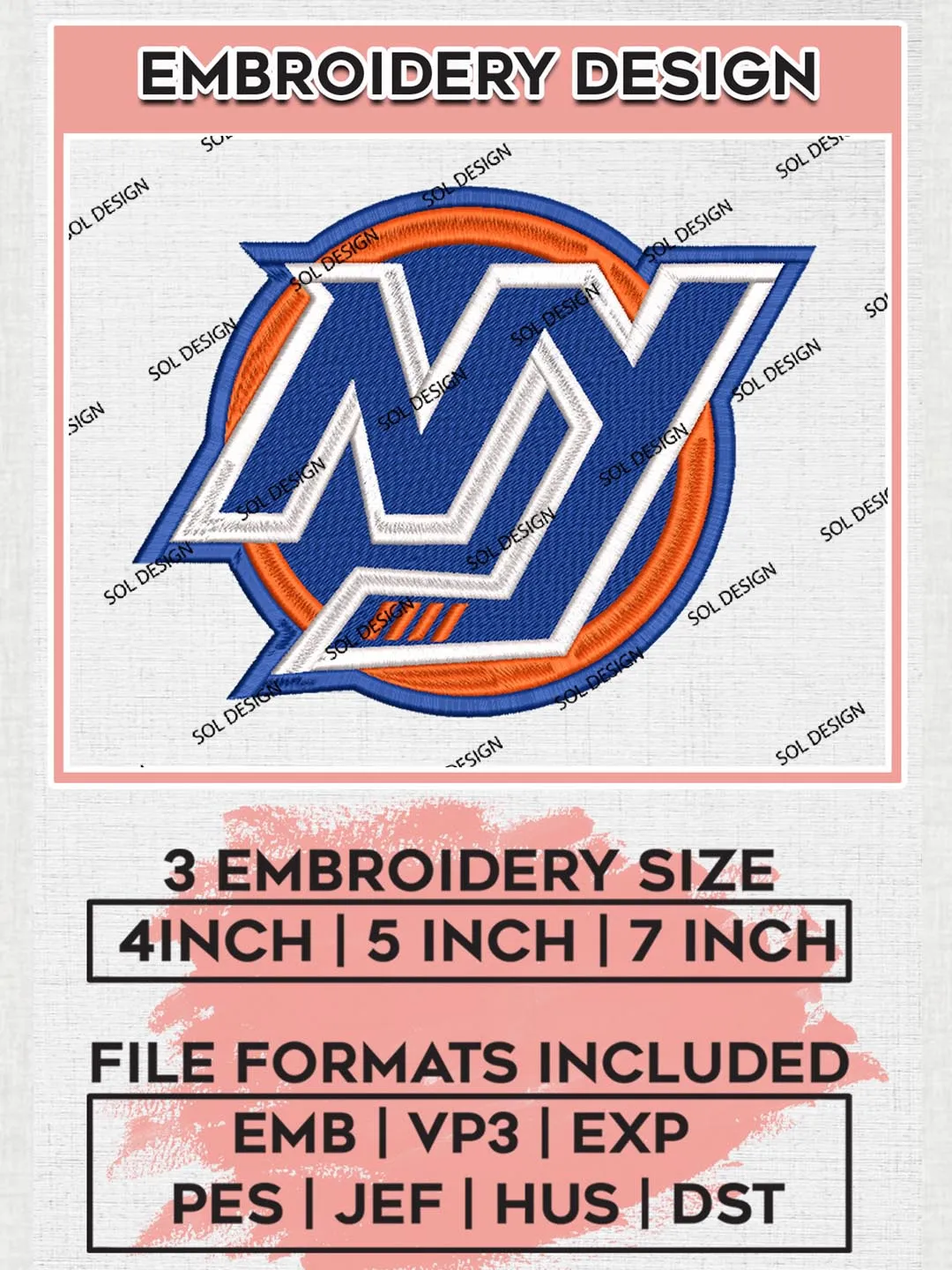NHL Islanders NY Writing Logo Embroidery Files, NHL New York Islanders ...
