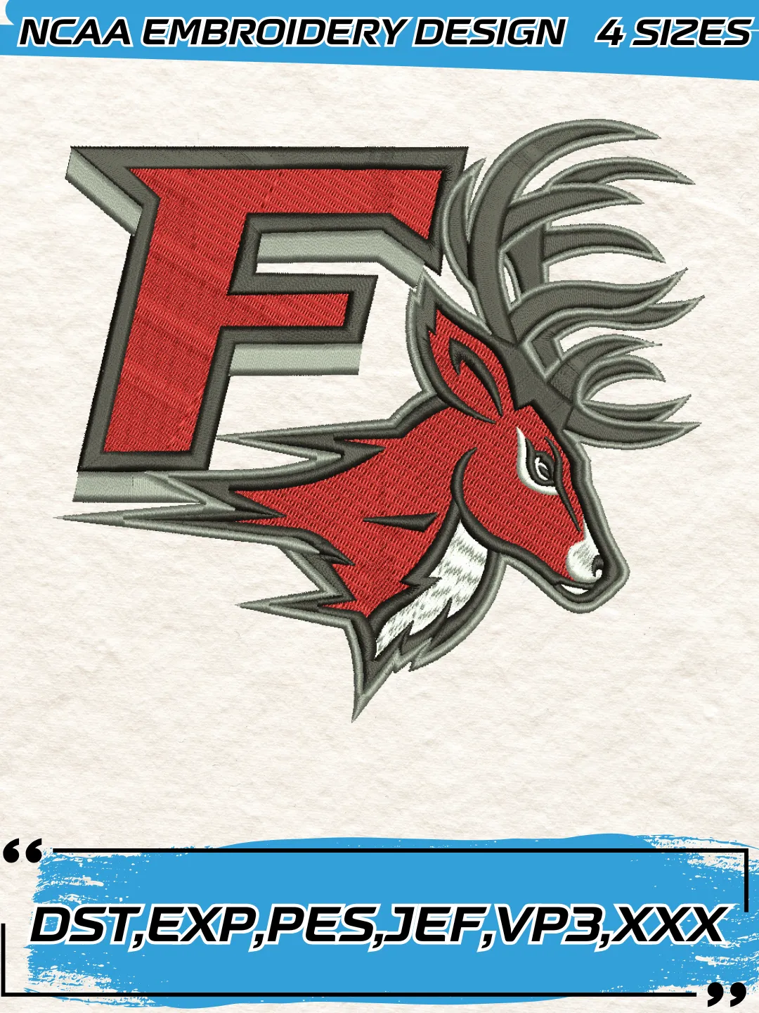 Fairfield Stags Logos Embroidery Design,NCAA Logo Embroidery Design ...