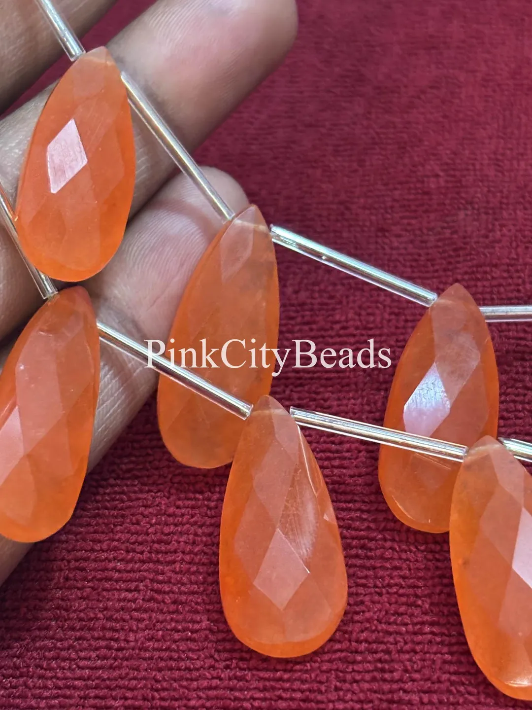 Brown Aragonite Briolette Beads: Faceted Gemstone Jewelry, 8 Inch Strand