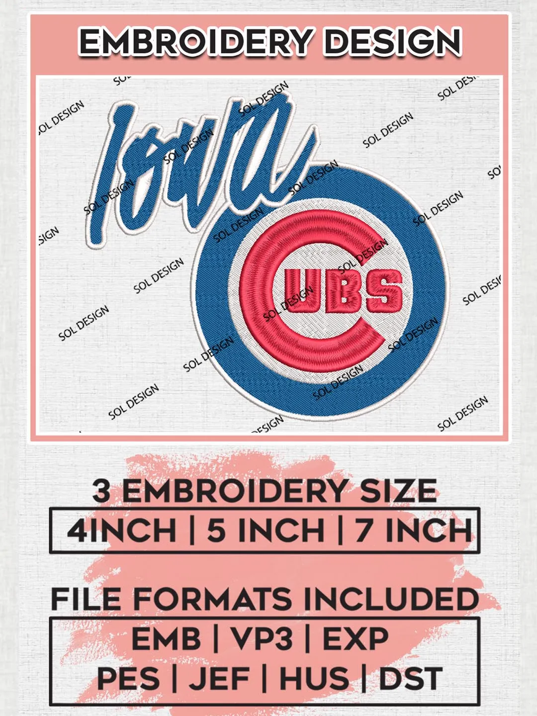 MiLB Iowa Cubs Embroidery Design Files, MiLB Iowa Cubs Logo, Minor ...