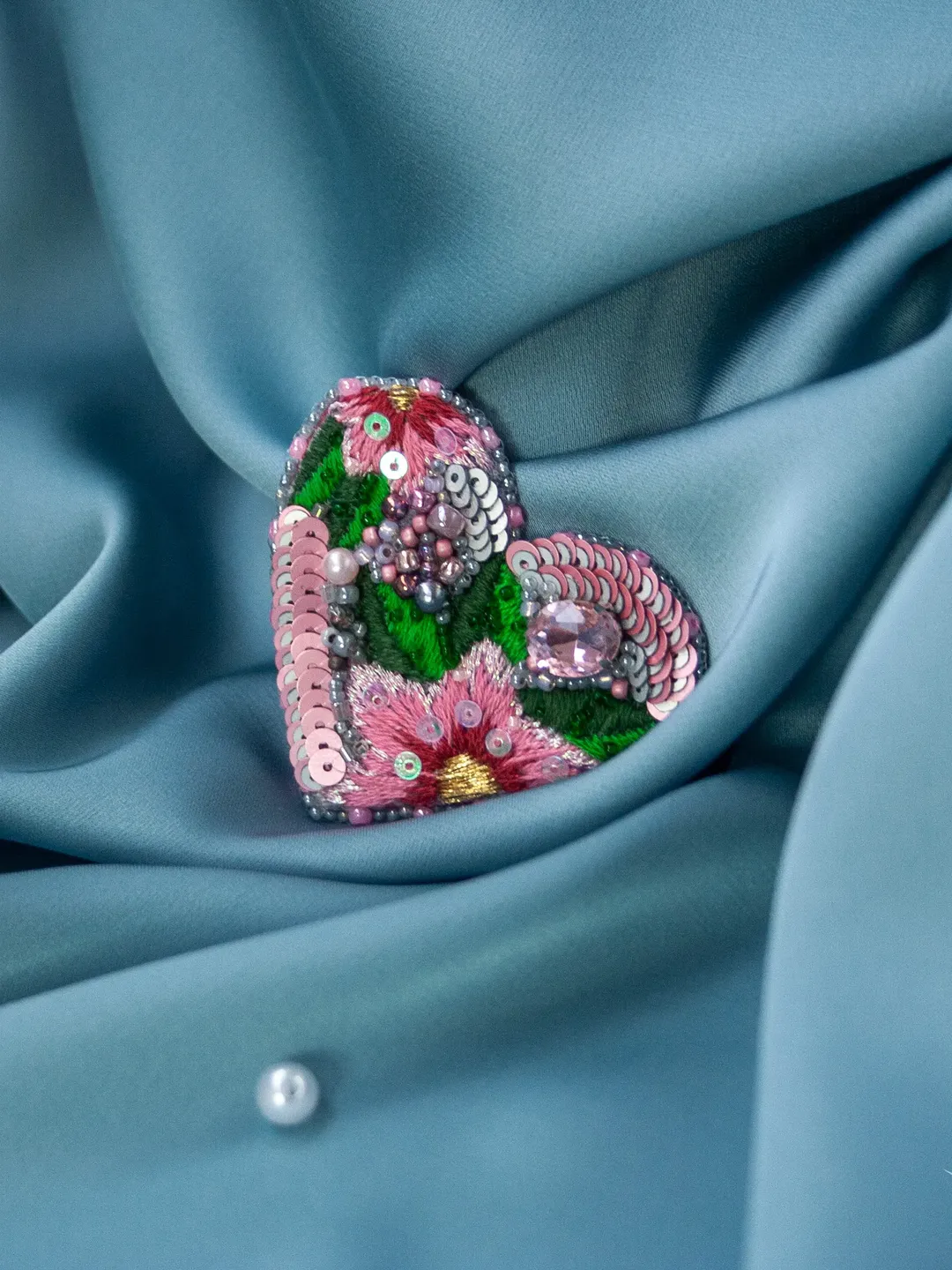 Purple heart brooch Heart shaped brooch Handmade pin heart Broach for woman