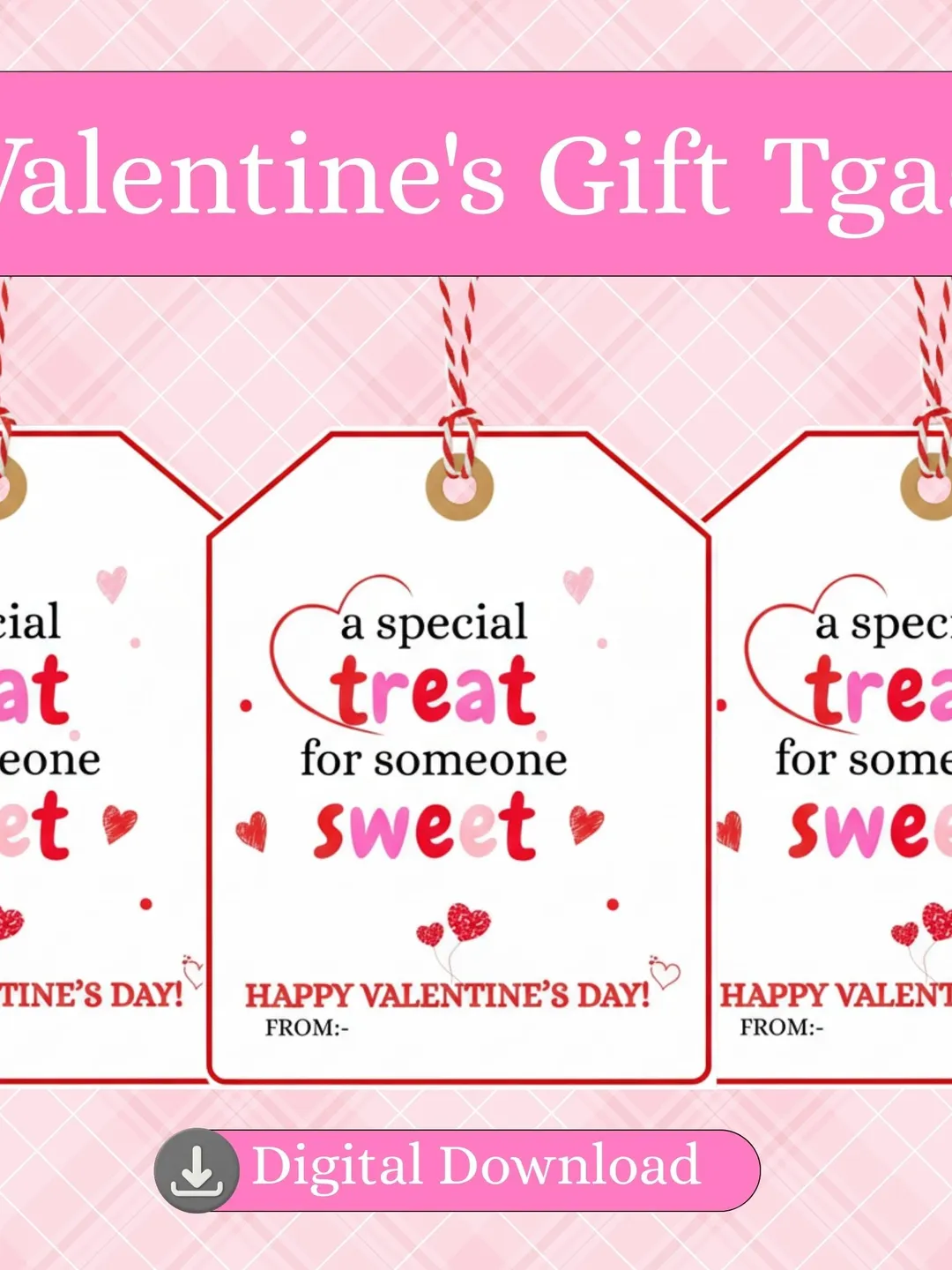Valentine's Day Gift Tags | Kids Classroom Treat Labels (Digital Download)