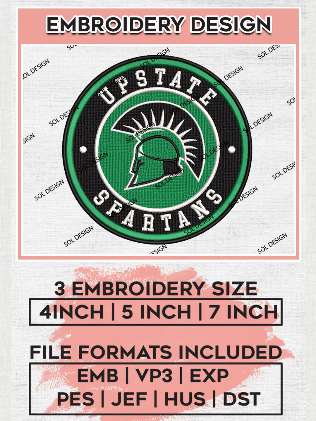 NCAA South Carolina Upstate Spartans Round Logo Embroidery, NCAA South ...