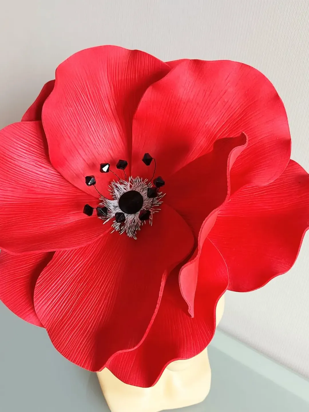 Red poppy Derby hat Flower fascinator Ascot women day headband Tea ...